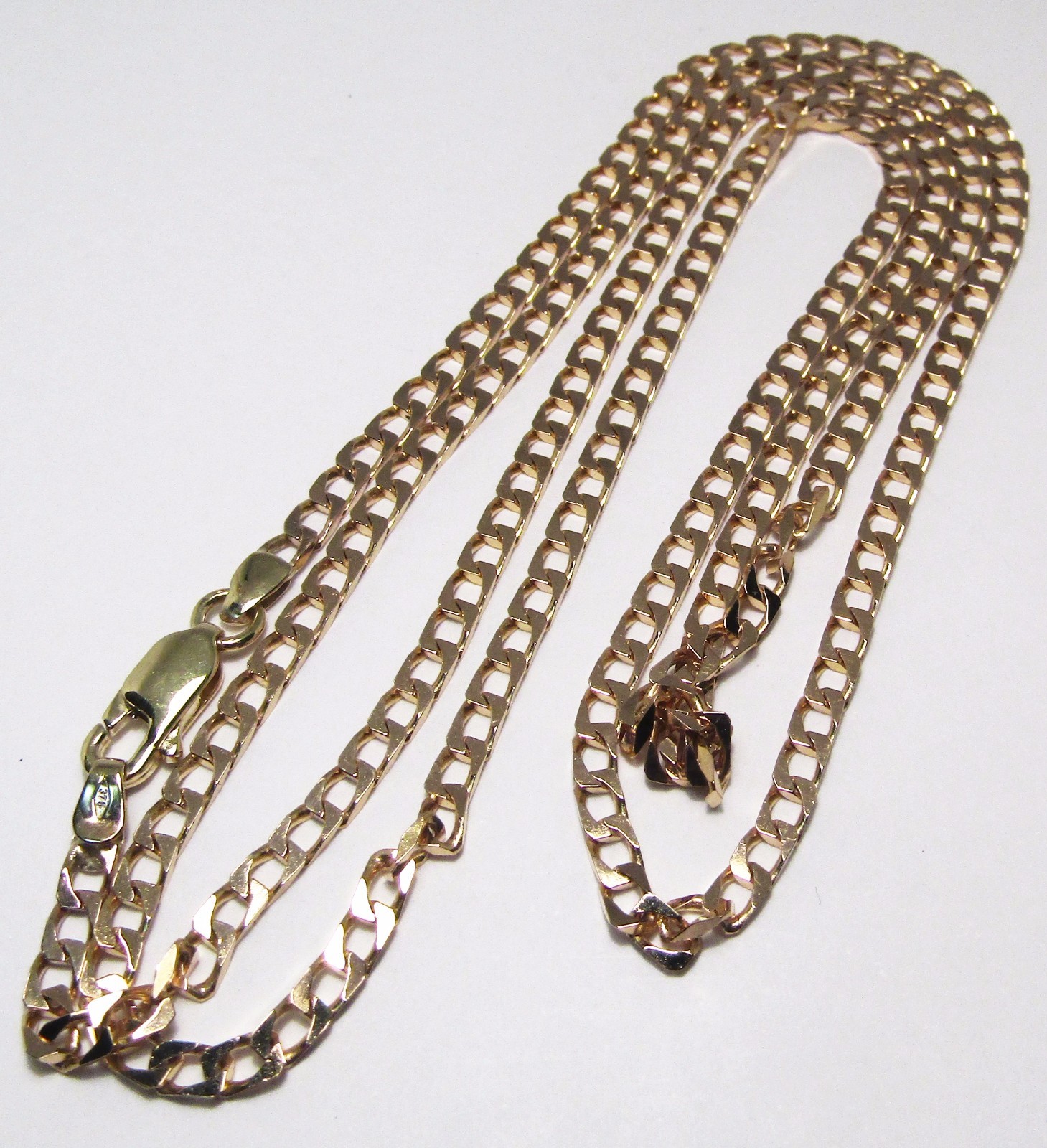 100% Genuine 9K Solid Yellow Gold Square Flat Link Chain EXTRA LONG 71. ...