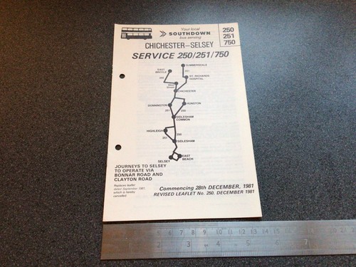 Southdown NBC National Bus Company Route 250 251 750 Timetable December ...