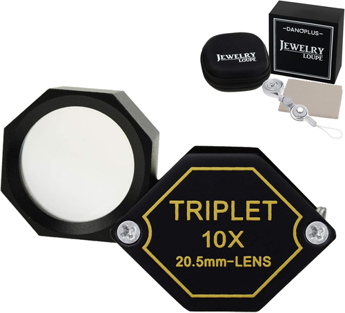 10X Magnifier Jewelry Loupe 20.5Mm Triplet Lens Optical Glass Pocket ...