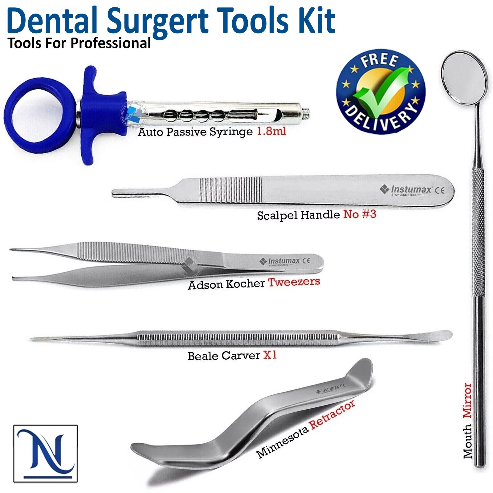 Dental Oral Surgery Kit Set Of 6 Surgical Instruments Dental & Oral ...