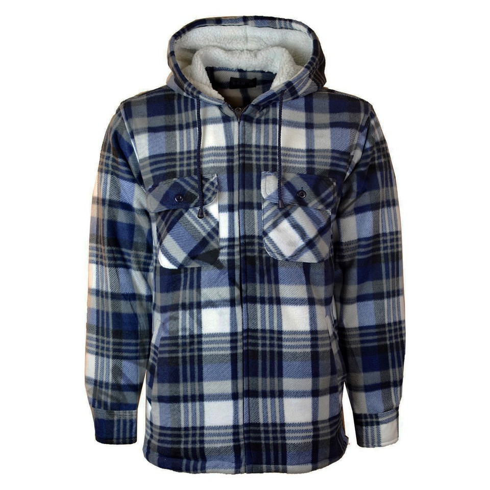 PADDED SHIRT FUR LINED LUMBERJACK FLANNEL WORK JACKET WARM THICK CASUAL ...