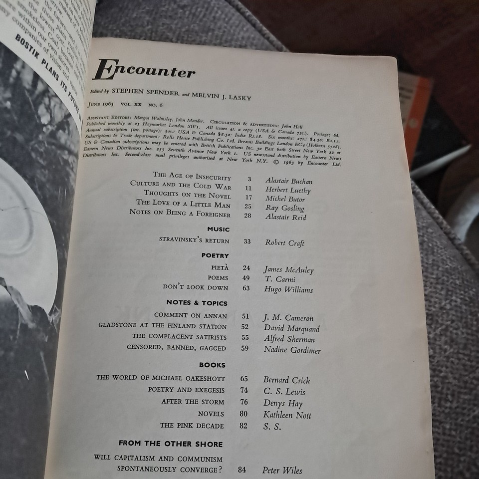 Encounter Magazine June 1963: C.S. LEWIS Review, Nadine GORDIMER ...