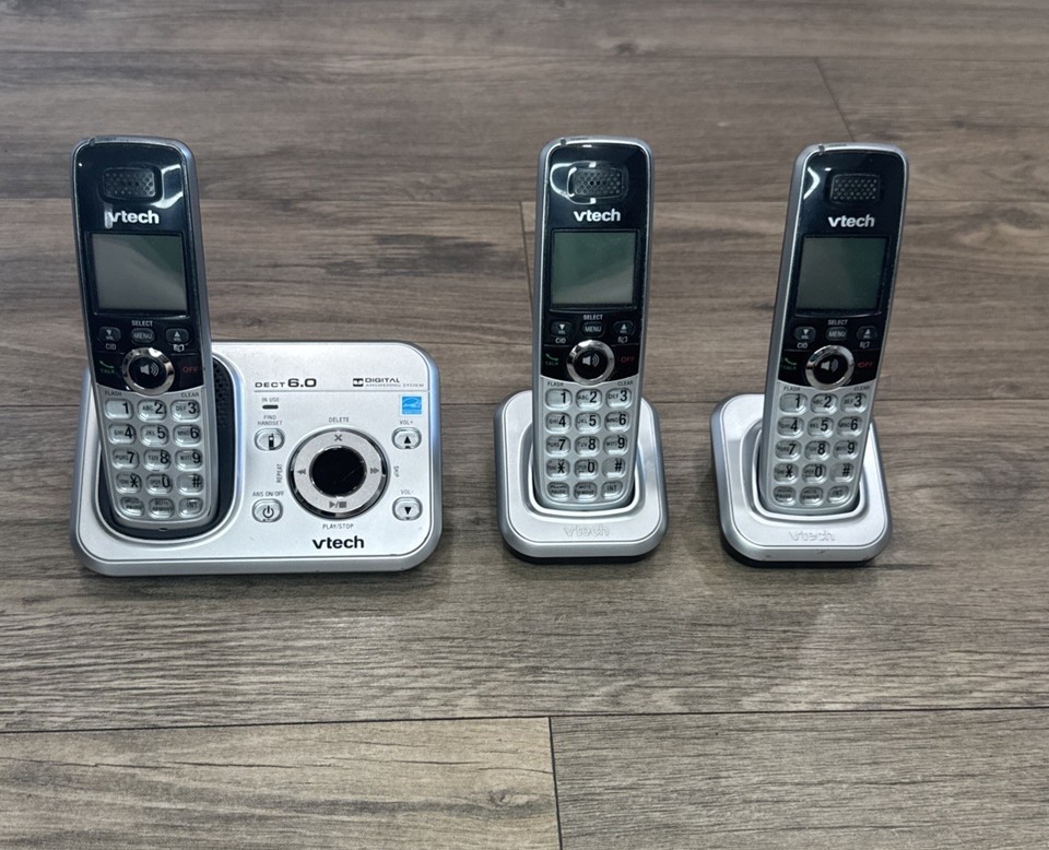 VTech 3 Handset DECT 6.0 Expandable Cordless Phone w/ Answering System ...