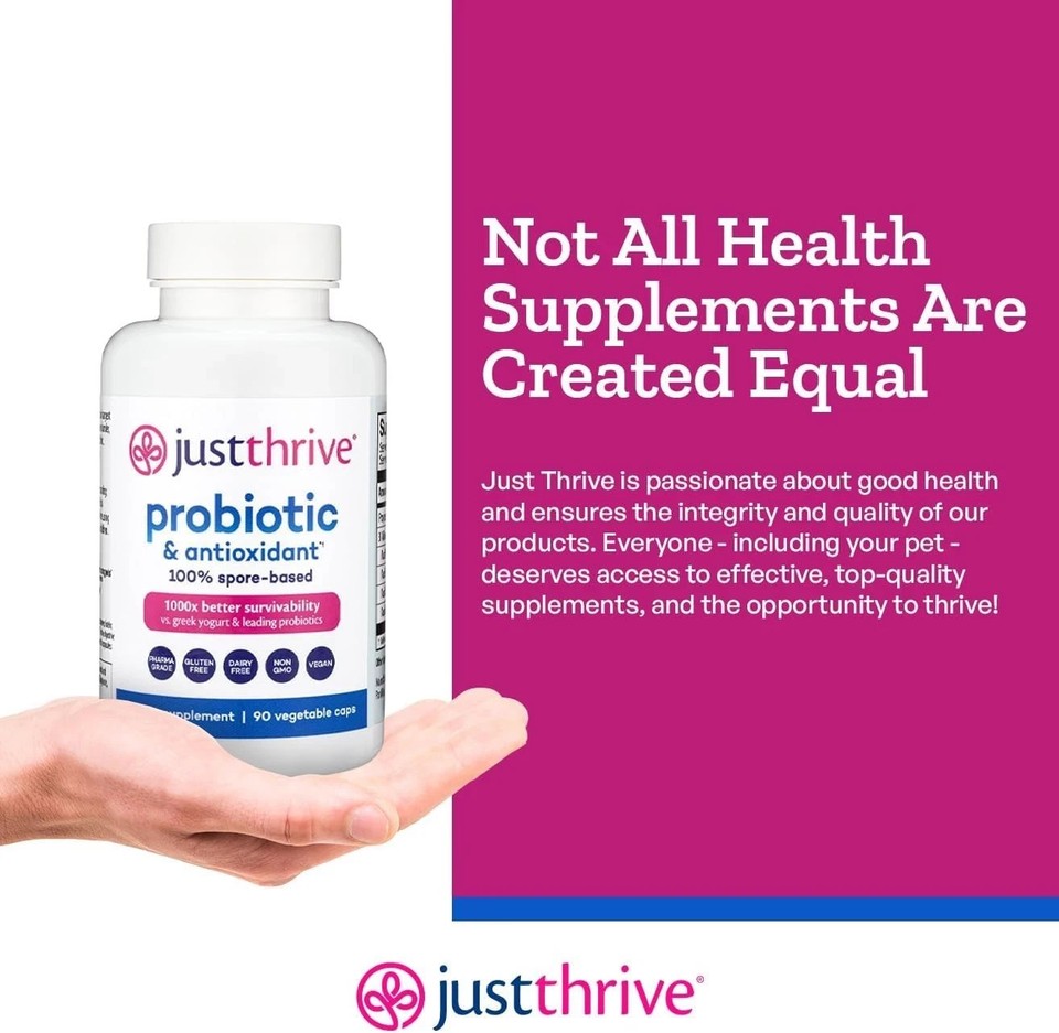 Just Thrive Probiotic & Antioxidant Spore Based Supplement 90 Capsules ...