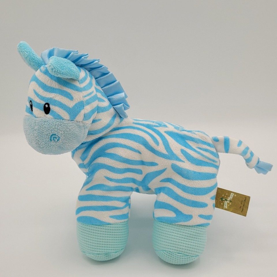 First And Main Zippy Zebra Plush 9" Blue Stuffed Animal Toy Striped | eBay