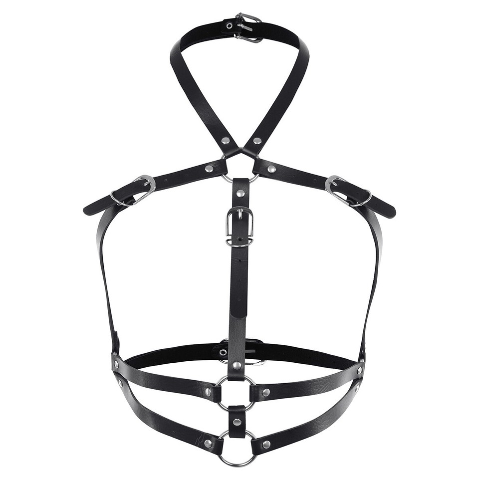 Women Adjustable Leather Harness Bra Body Chest Cage Belt Strap ...