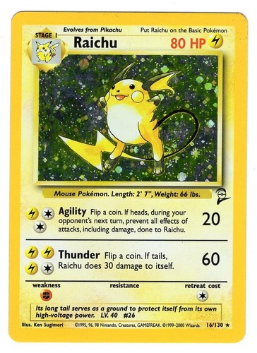 Pokémon TCG Raichu Base Set 2 16/130 Unlimited Holo Rare Card WOTC ...