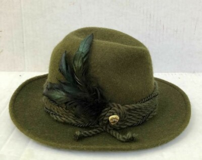 Mens VTG Olive green wool German feathered fedora- nice | eBay