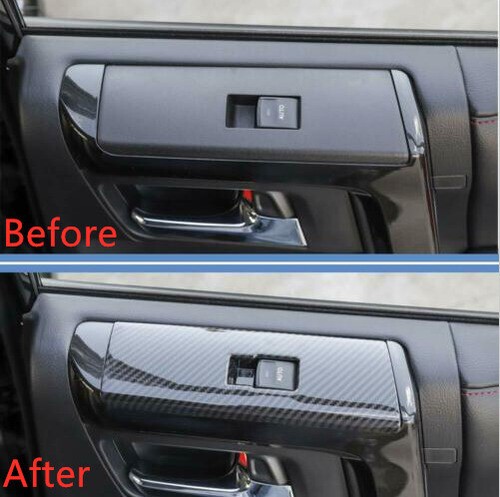Carbon Fiber Black Door Armrest Window Lift Cover Trim For Toyota ...
