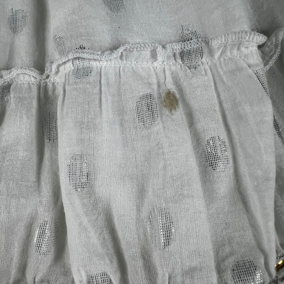 Vtg JUSTICE Sz 8 White Dress Gold Thread Trim, Jeweled Bib Full Lining ...