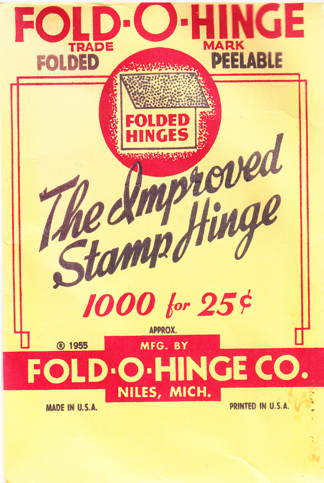 1 UNOPENED PACK OF FOLD-O-HINGE THE 2ND BEST STAMP HINGES EVER MADE ...