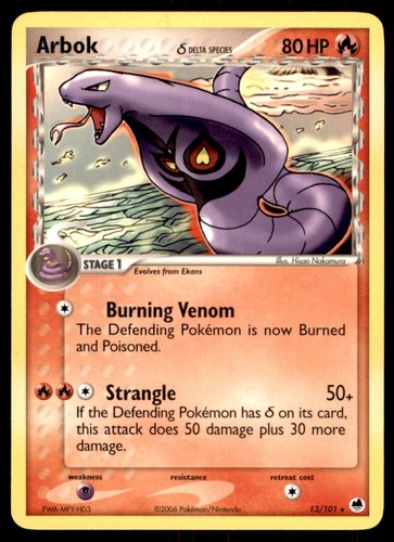Pokemon EX - Dragon Frontiers Arbok #13 Light Play | eBay