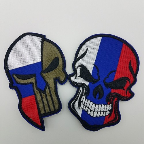 2PCS SPARTA SKULL RUSSIA COUNTRY FLAG RUSSIAN FLAG HOOK&LOOP PATCH BADGE FOREST* | eBay
