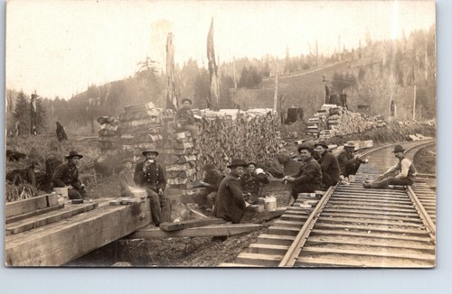 RPPC Real Photo Postcard Oregon Chitwood SP Railroad Lumber Logging C D ...