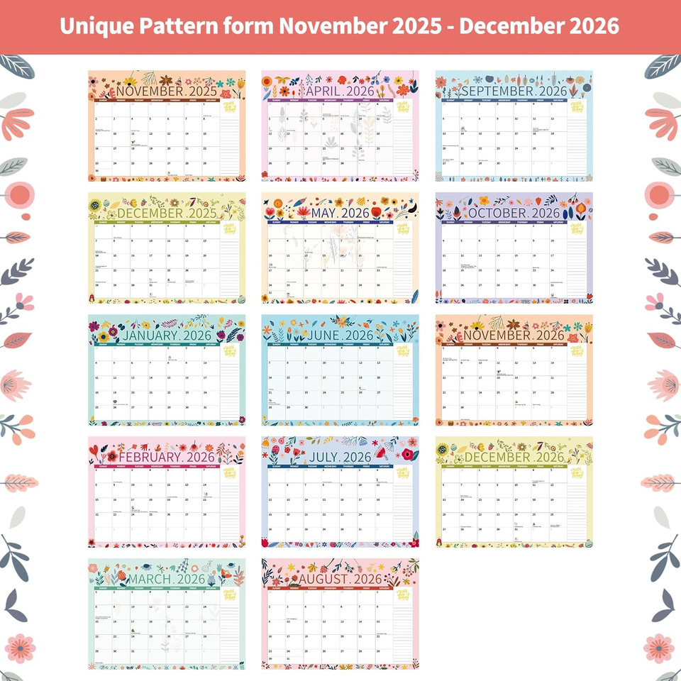 2026 Desk Calendar Wall Calendars, Large 17" x 12", November 2025 ...