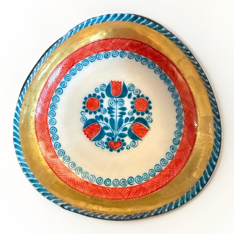 Steinbock Email Austria Enamel Red Blue Gold Floral Trinket Dish | eBay