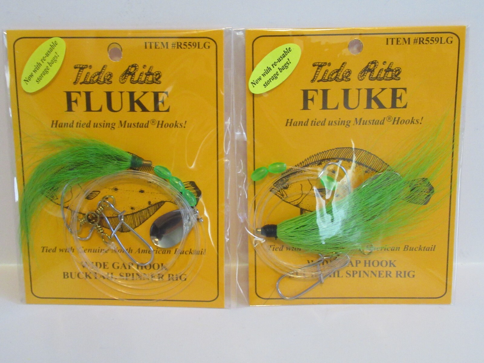 2 FLUKE RIGS WIDE GAP BUCKTAIL TEASER SPINNER R559 SALTWATER RIG ...