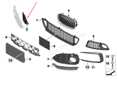 BMW 1 F21 front M sport bumper ornamental radiator grill cover 8061322 ...