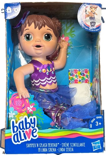 Hasbro E3691 Baby Alive Shimmer N Splash Mermaid 14" Doll Toy with ...
