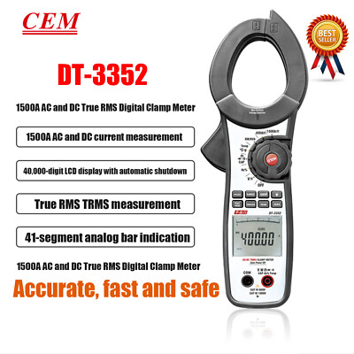 CEM DT-3352 1500A AC/DC True RMS Clamp Meters with Inrush Current ...