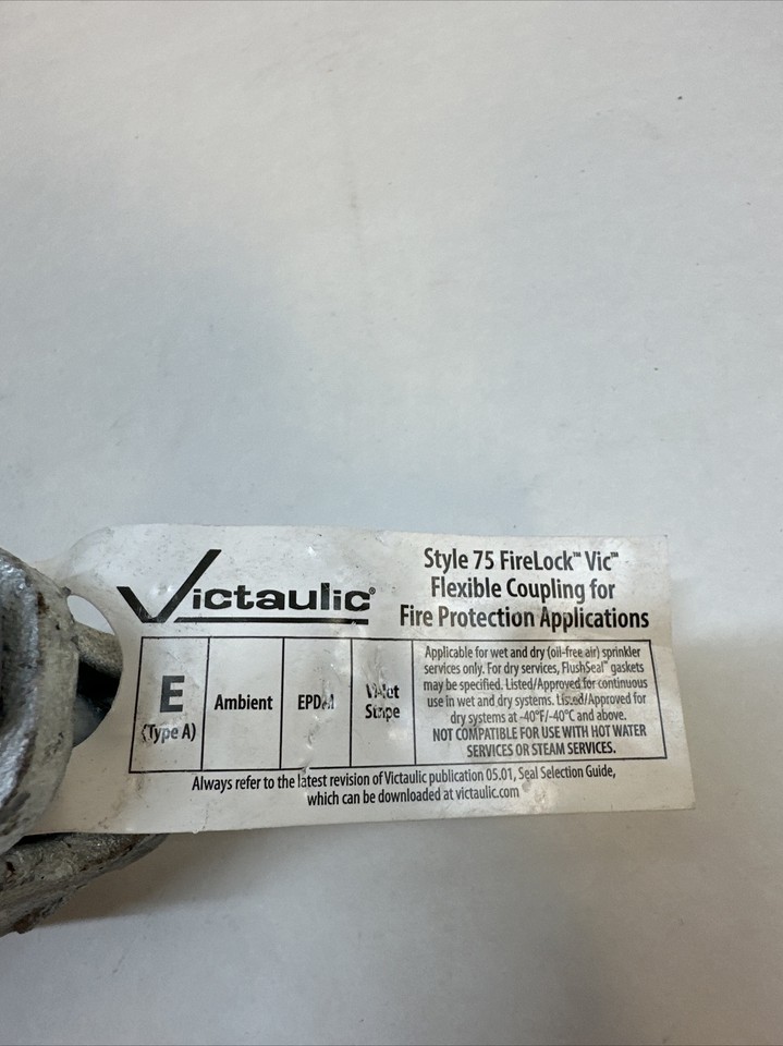 VICTAULIC 4/114.3-75 FIRELOCK 4" Style 75 Vic-Flex Coupling Type A Grey ...