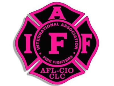 IAFF AFL-CIO CLC FIRE MALTESE HELMET BLACK PINK 4" CAR STICKER DECAL ...