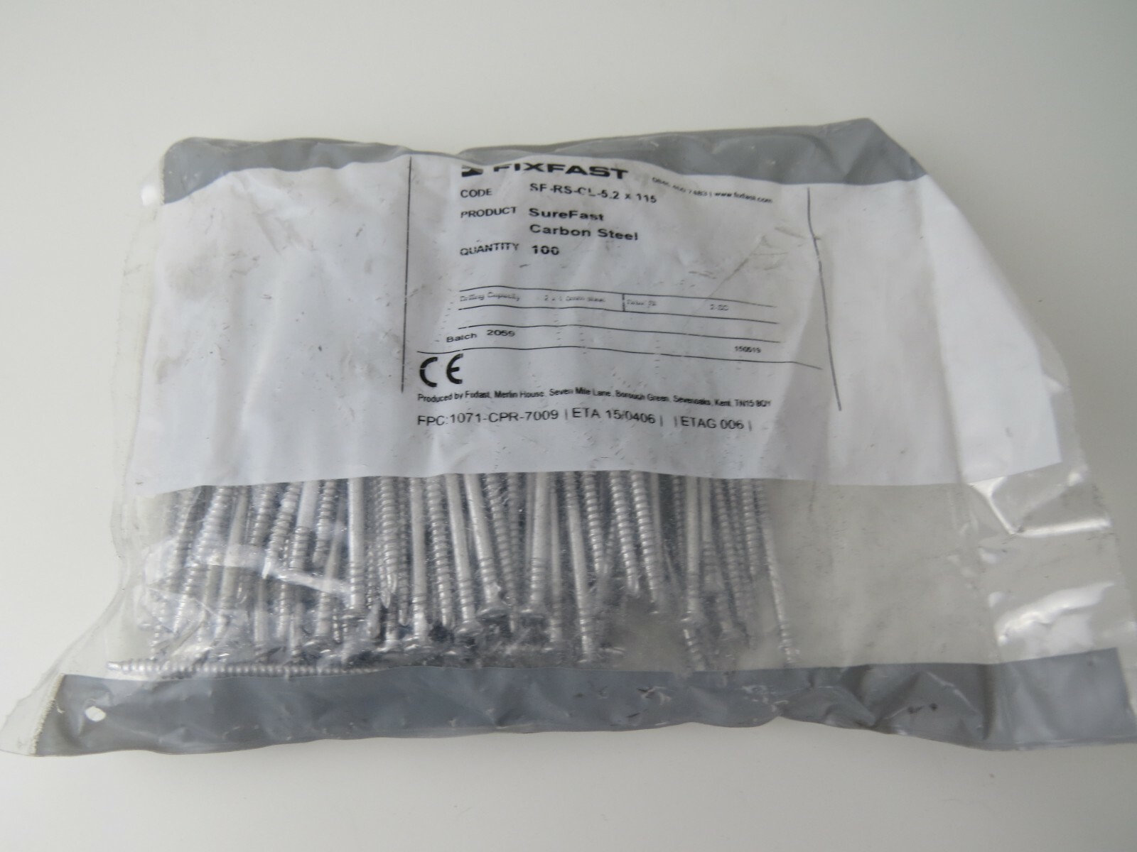 Fixfast SureFast SF-RS-CL 5.2mm x 115mm carbon steel fasteners 100pc ...