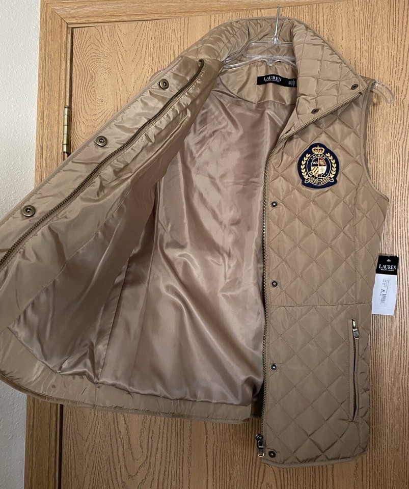 *NWT* RALPH LAUREN Quilted Crest High Neck Vest CAMEL Sz XS | eBay