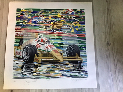AUTOMOBILIA/WET/RANDY OWENS/ORIGINAL SERIGRAPH/SIGNED DANNY SULLIVAN ...