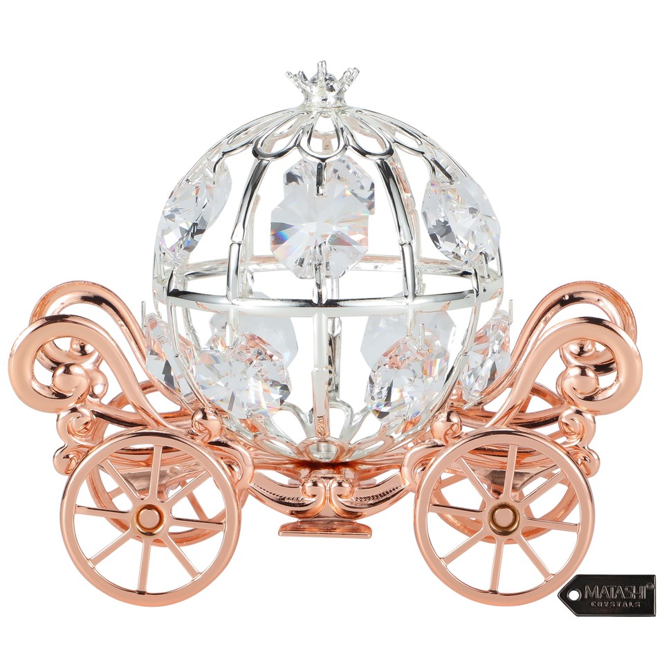 Matashi Rose Gold Crystal Studded Small Princess Pumpkin Coach Ornament ...