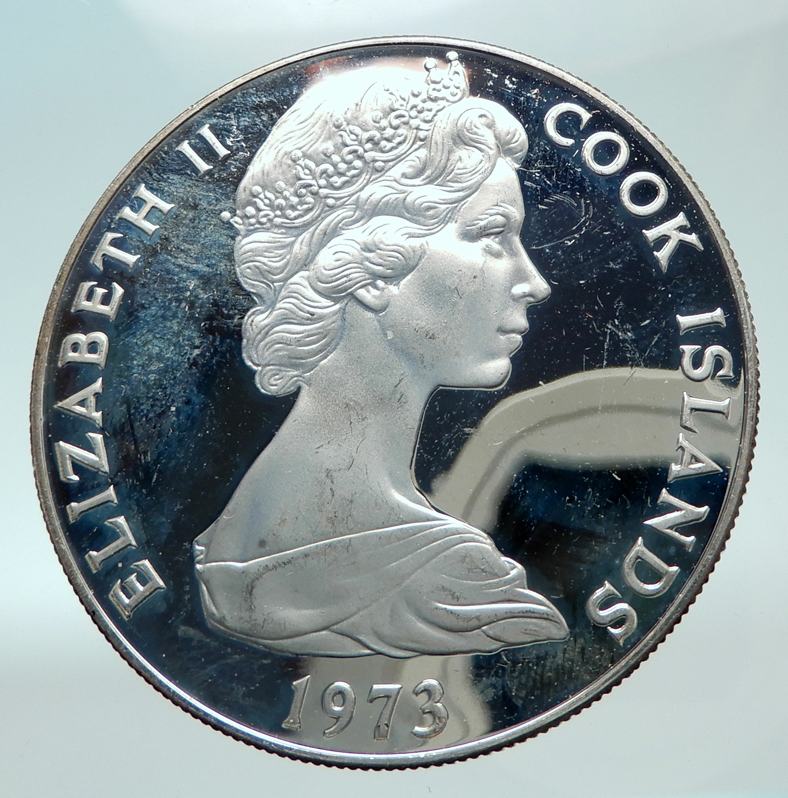 1973 COOK ISLANDS Elizabeth II James Cook Proof Silver 7.5 Dollar Coin ...