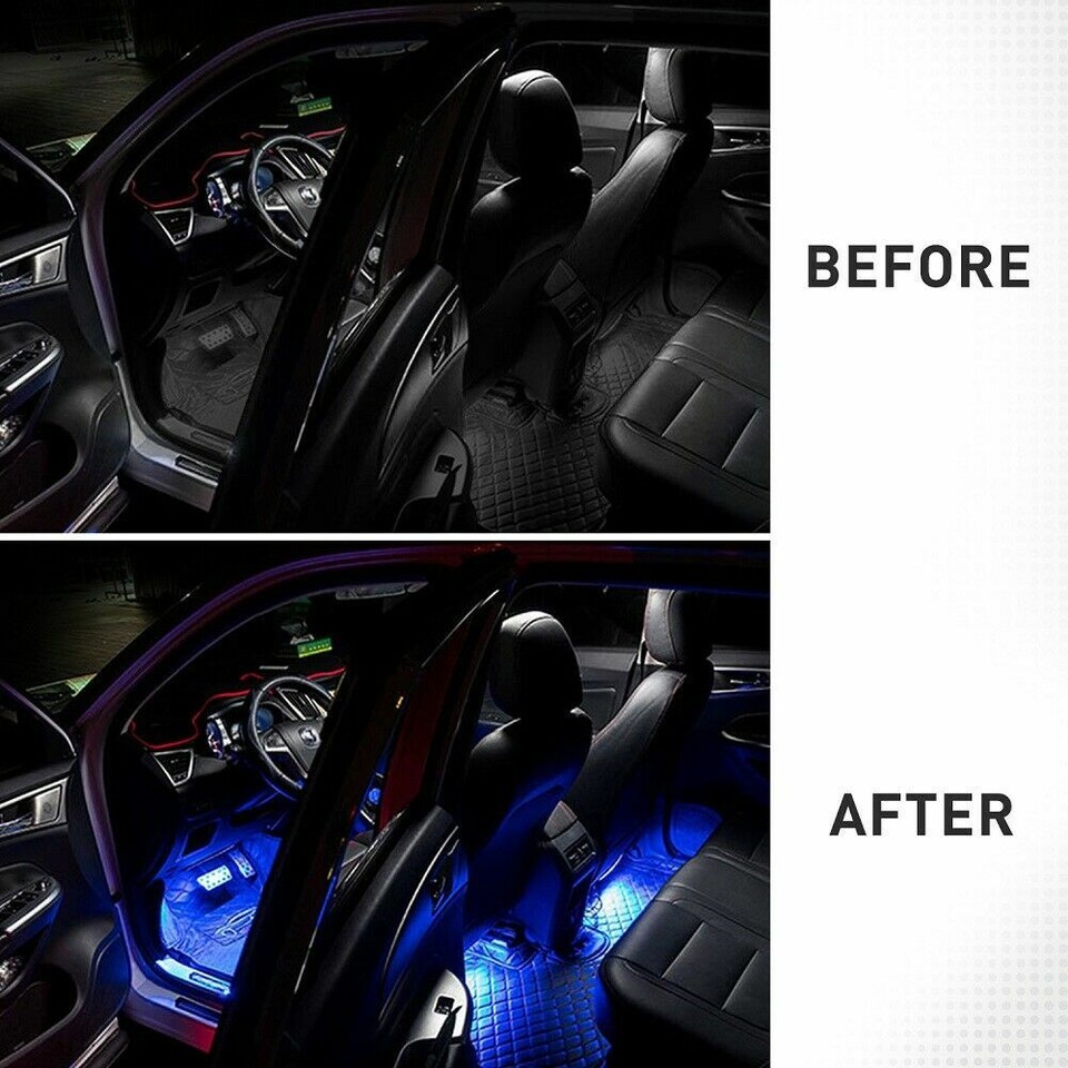 RGB LED Glow Interior Car Lamp Kit Under Dash Foot Well Seats Inside ...