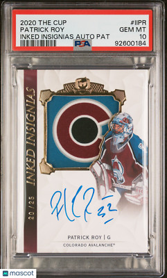 2020 UD The Cup Inked Insignias Autograph Patch PSA 10 Patrick Roy 20/ ...
