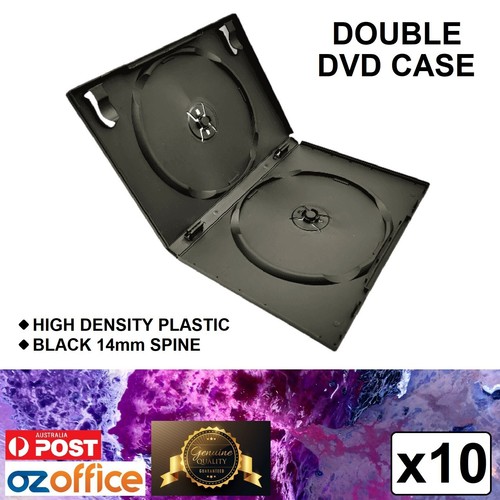 PREMIUM 10 x Double Black DVD Case DVD Covers w/ Clear Outer Wrap 14mm ...