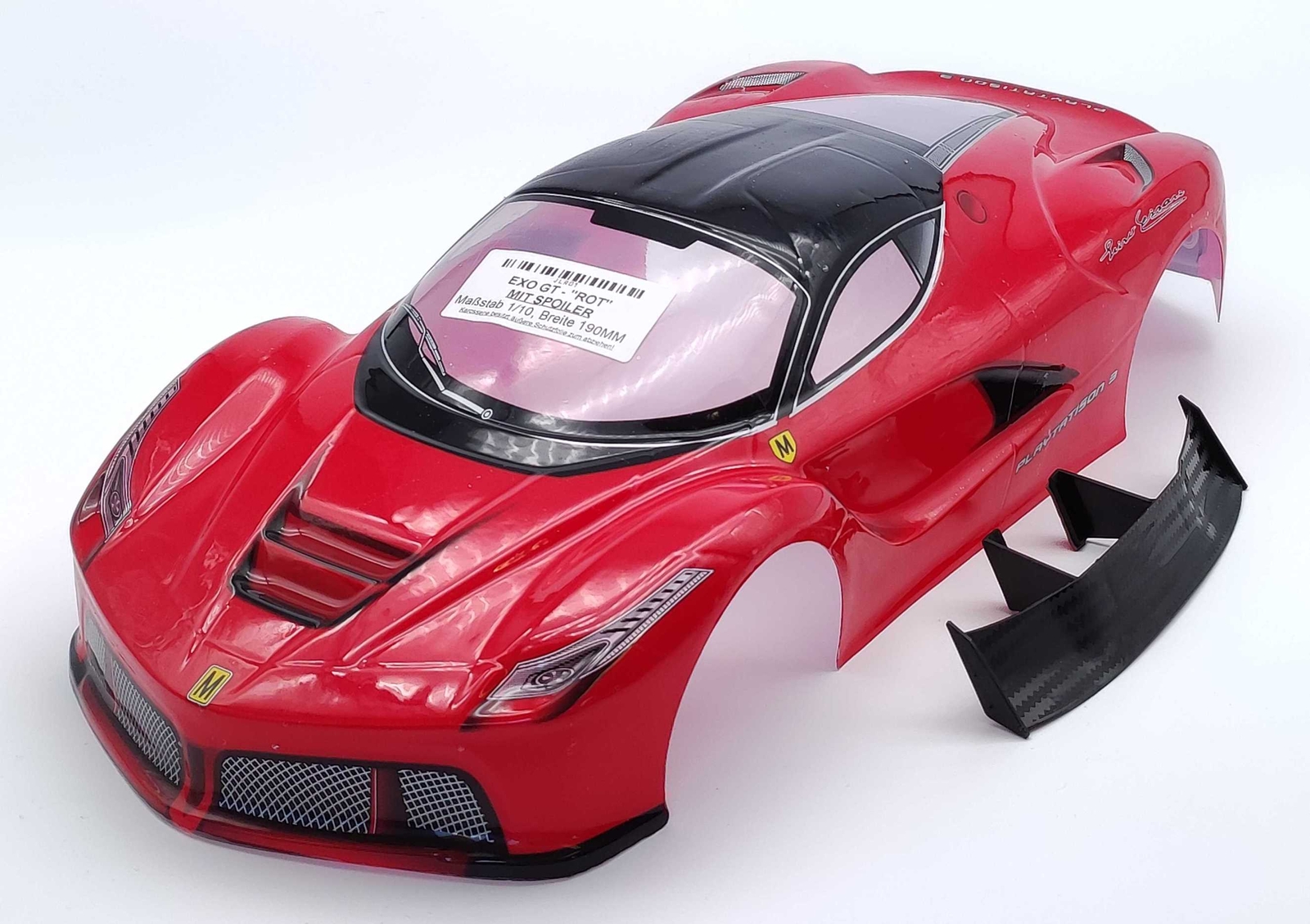RC CAR KAROSSERIE 1:10 EXO GT IN ROT SCHW. FÜR TAMIYA TT01/TT02 ...