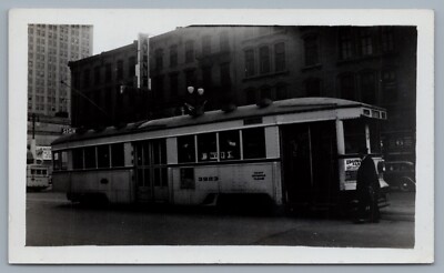 Trolley Photo - Detroit #3923 Streetcar 1930s Street Scene Vintage ...