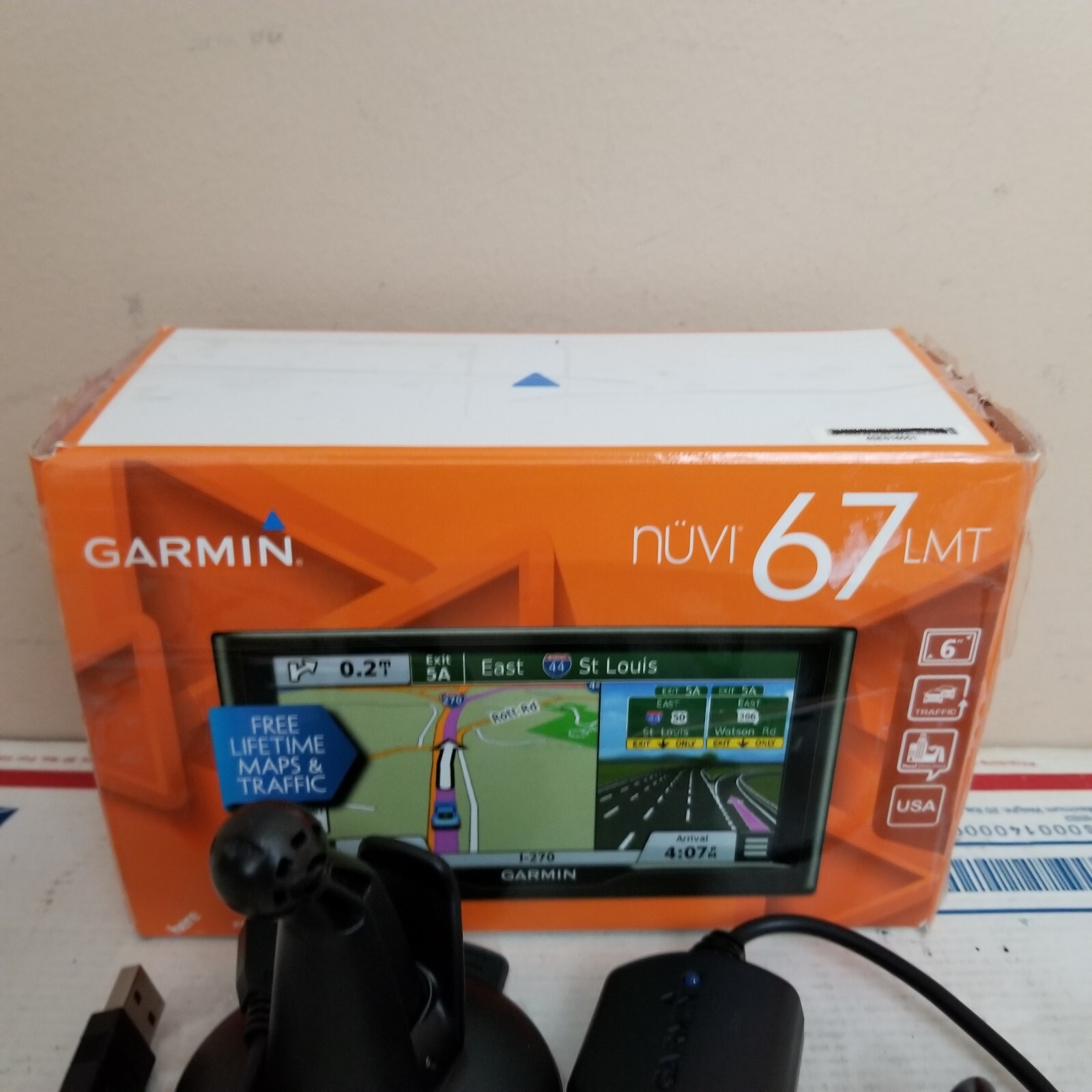 Garmin Nuvi 67LMT GPS 6" Touchscreen Lifetime Maps Mount Cord Bundle ...