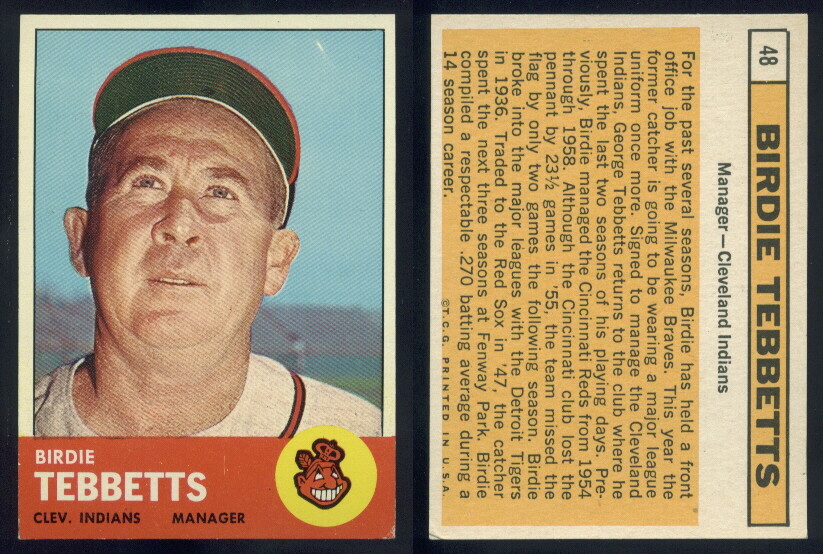 (62200) 1963 Topps 48 Birdie Tebbetts Indians-EM | eBay