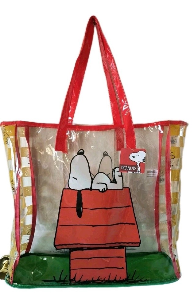 Peanuts SNOOPY & WOODSTOCK XL TRANSPARENT Reusable Tote/Shopping/Gift ...