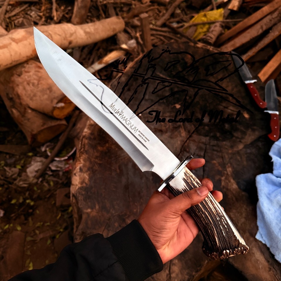 UBR CUSTOM HANDMADE D2 STEEL muela magnum bowie knife WITH STAG HORN ...