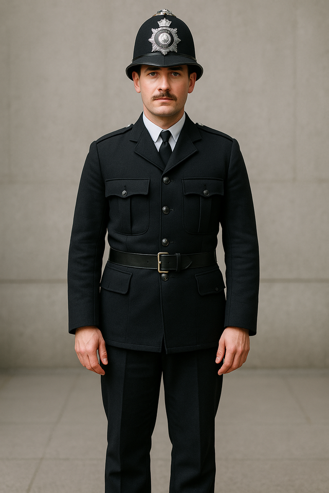 Adult Black English Bobby Police Helmet British Policeman Hat Costume ...