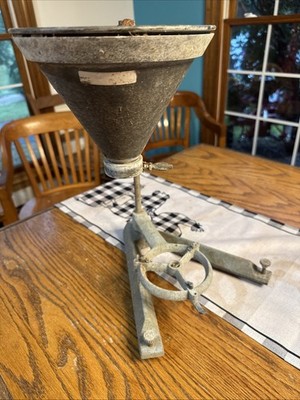 Antique Ohaus Brass Funnel Grain Filling Hopper & Cast Iron Stand Scale ...