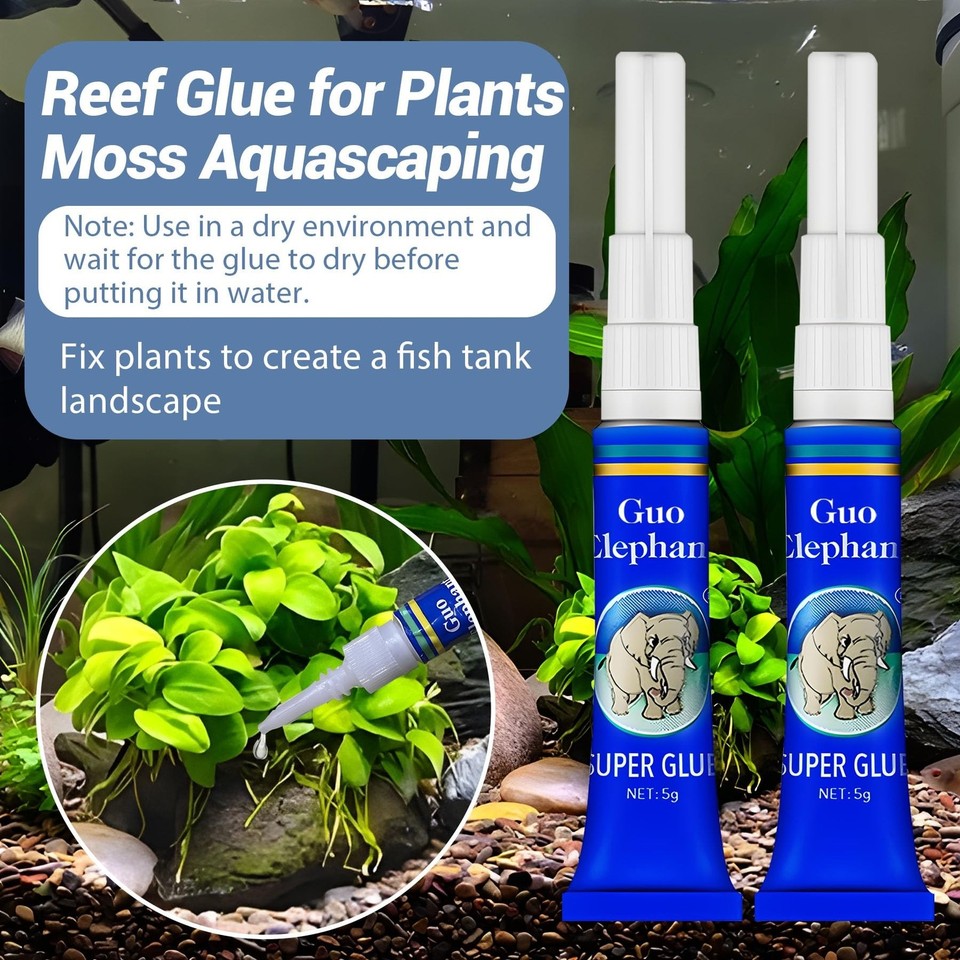Aquarium Glue Fish Safety, 2Pcs Coral Reef Glue for Plants Moss, Coral ...