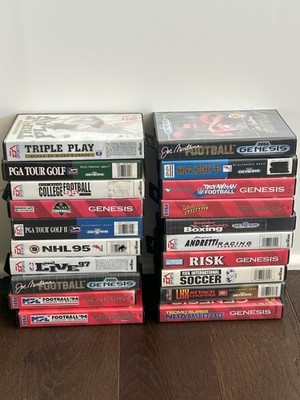 Lot of 20 Sega Genesis Games + Boxes Bundle Untested NFL NBA NFL Risk ...