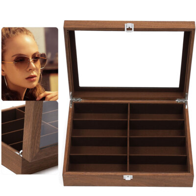 Eyeglass Sunglasses Organizer 8 Grid Glasses Display Wood Case ...