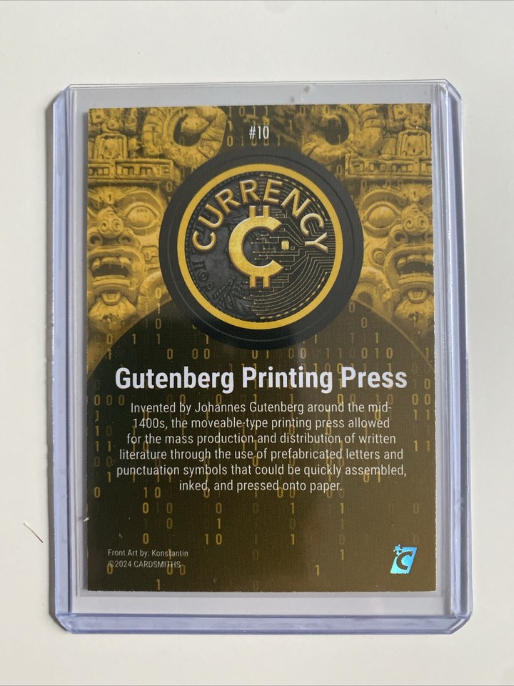 Gutenberg Printing Press #10 2024 Cardsmiths Currency SERIES 3 Base | eBay