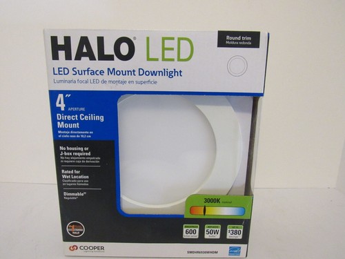 Halo LED Surface Mount Downlight Round Trim 4" Direct Ceiling Mount ...