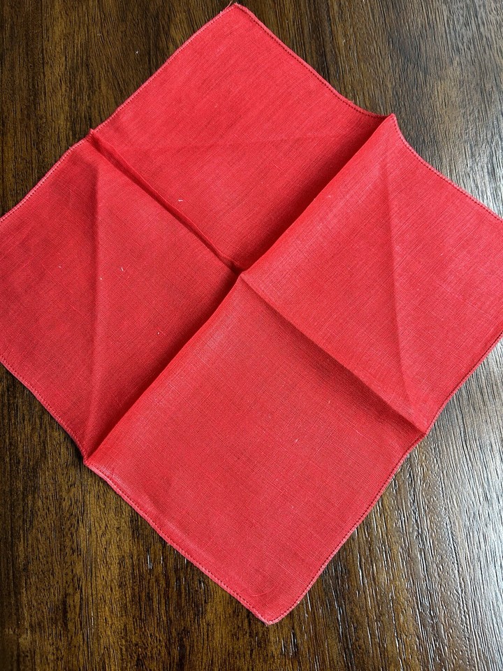 Vintage Handkerchief Hankies Red Linen Embroidered Flowers Set of 2 ...