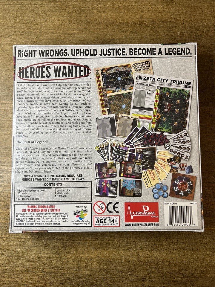 Brand New Action Phase Games Heroes Wanted Stuff of Legend Board Game ...