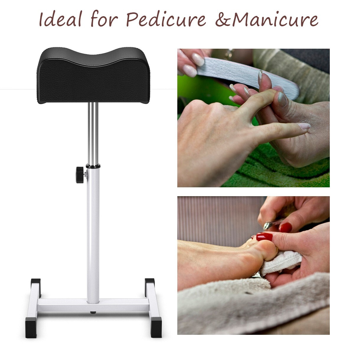 Pedicure Manicure Footrest Adjustable Seat Height Nail Foot Stand Salon ...
